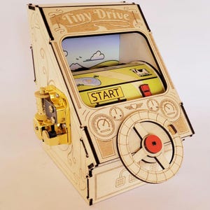 Mini Arcade Driving Game: Wind-up Music Box, Laser Cut Wood Kit - Etsy