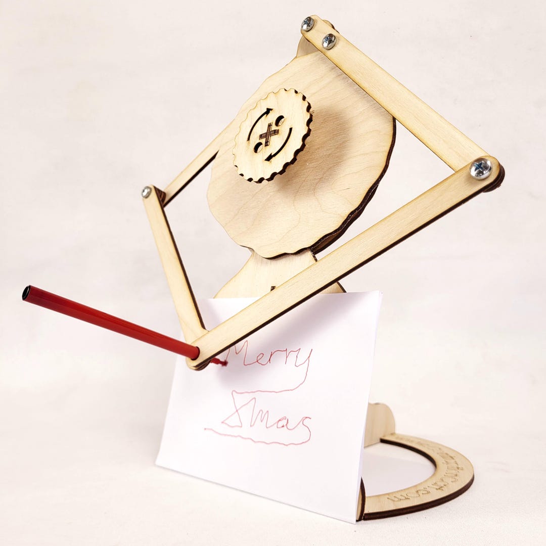 Merry Christmas Writing and Drawing Automaton, Laser Cut Mechanical ...