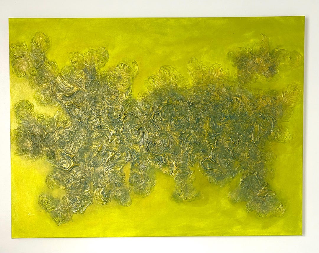 Chartreuse Textured Acrylic Painting, Abstract Wall Art (30x40) - Etsy