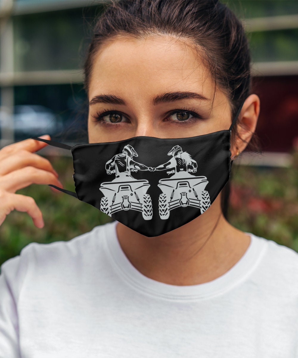 Atv Couple Black Mask, Atv Guy and Girl Black Face Mask, Motor Sports ...