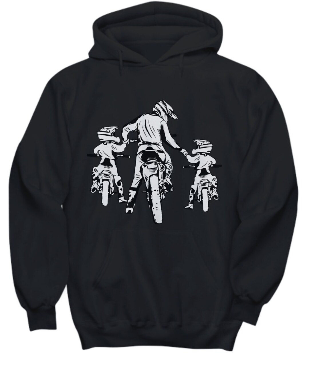 Biker Dad 2 Kids Adult Hoodie. Motocross Daddy Sons Hoodie. Dirt Bike ...