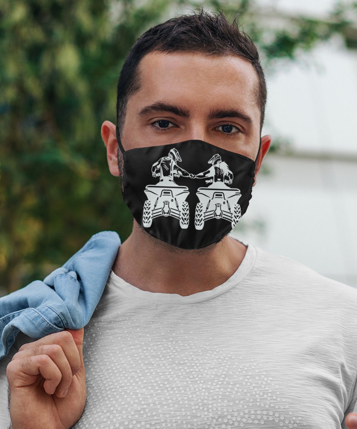 Atv Couple Black Mask, Atv Guy and Girl Black Face Mask, Motor Sports ...