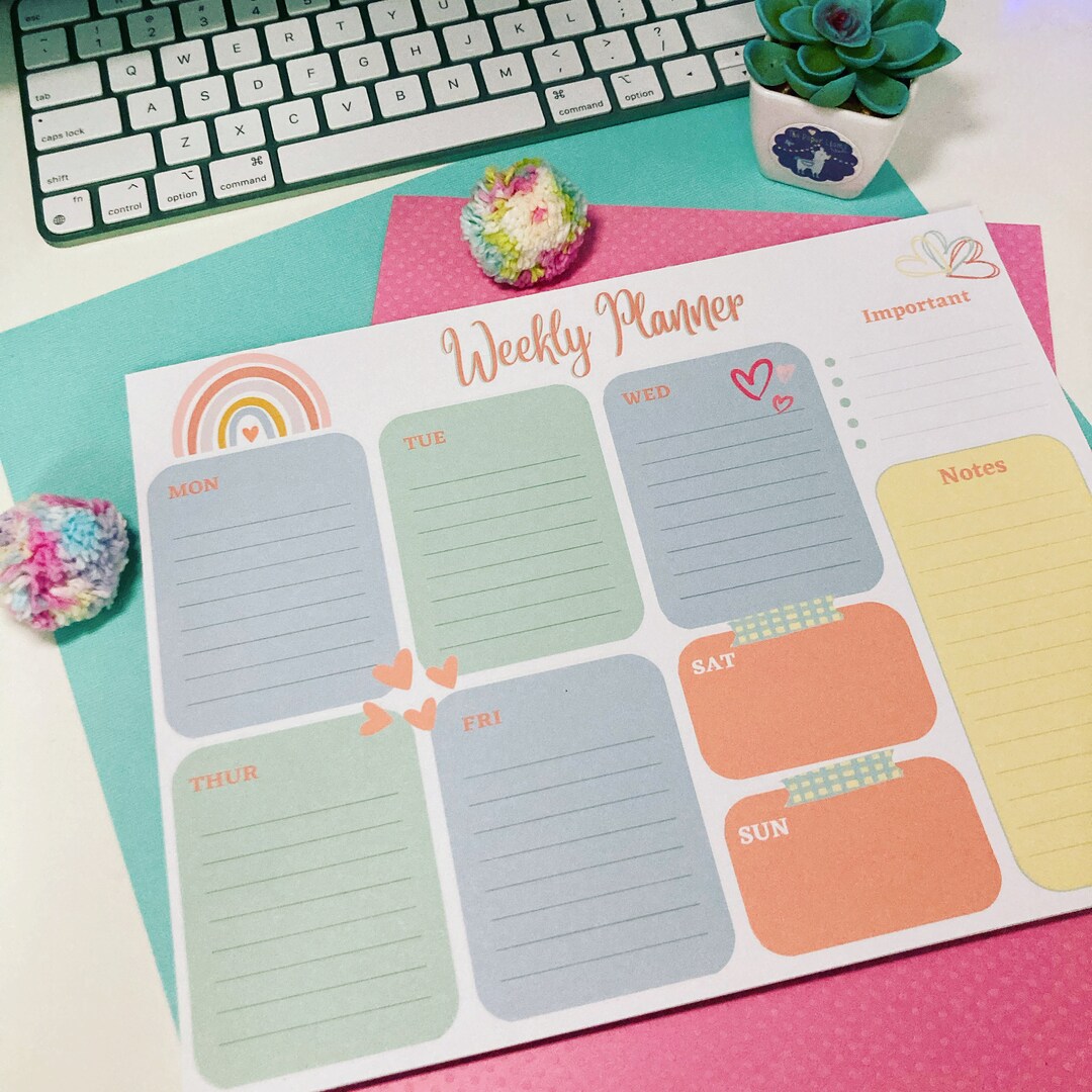 Boho Rainbow Weekly Planner Notepad: 8.5 X 11 Inches - Etsy