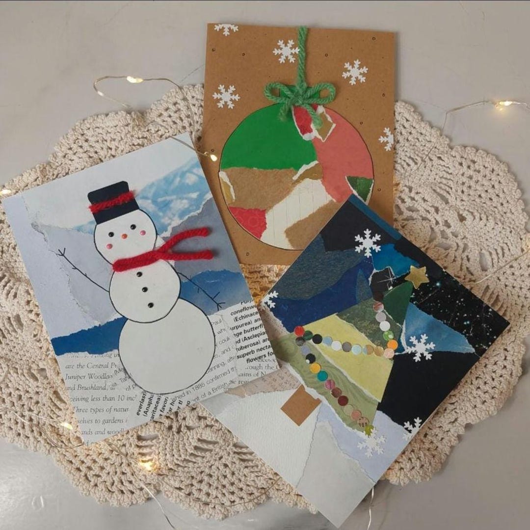 Handmade Christmas Collage Cards Assorted Pack: Christmas Tree ...