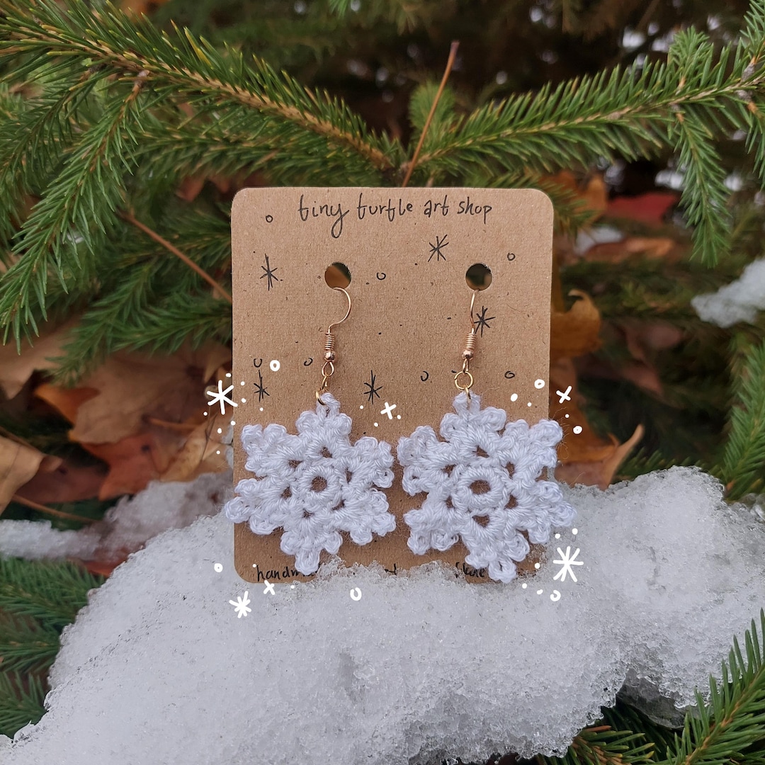 Snowflake Crochet Earrings - Etsy UK