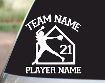 Custom Softball Decal, Personalized Softball Decal, Pitcher Silhouette ...