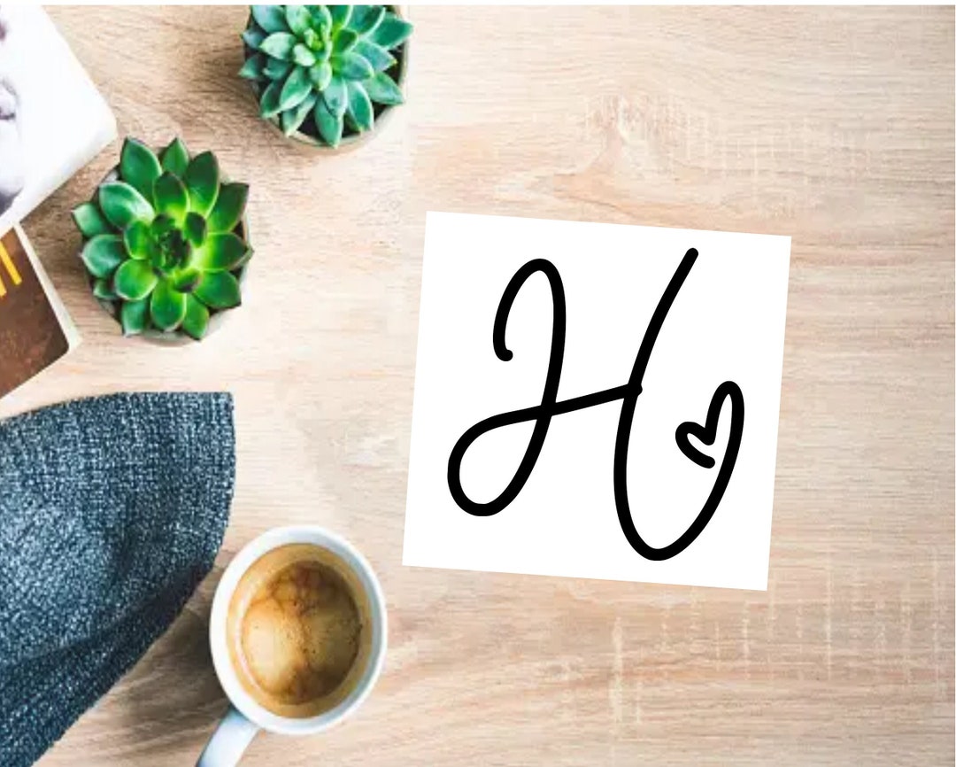 Decal Sticker, Cute Heart Single Initial Decal, Initial With Heart Loop ...