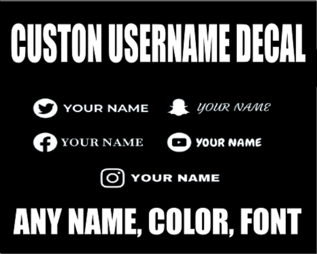 Custom Social Media Username Decal, Personalized Username Sticker ...