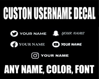 Custom Social Media Username Decals, Personalized Username, Social ...
