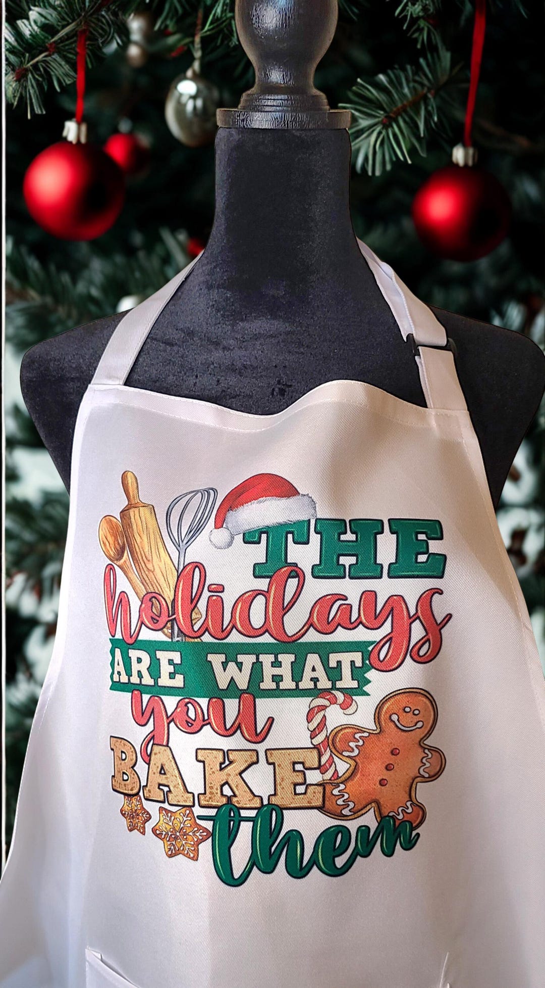 Christmas Apron, Xmas Apron, Holidays Are What You Bake Them, Kitchen ...