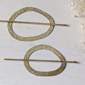 Handmade Hair Stick Barrette Pin | Pebble Gold Hammered Brass Round ...