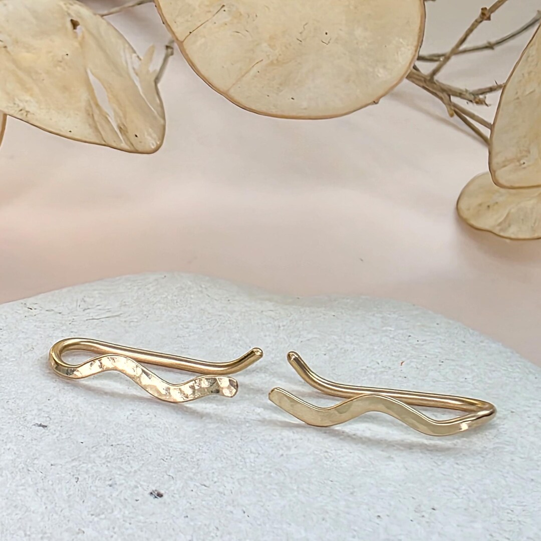 Mini Wave Sterling Silver + 14K Gold Filled Minimalist Ear Climbers ...