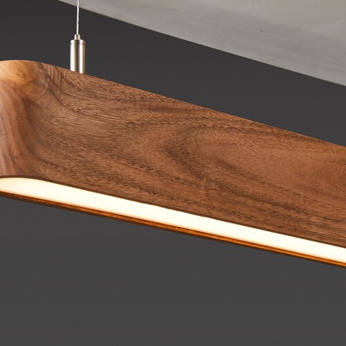 Minimalist Linear Wooden Pendant LED Light Wood Chandelier - Etsy