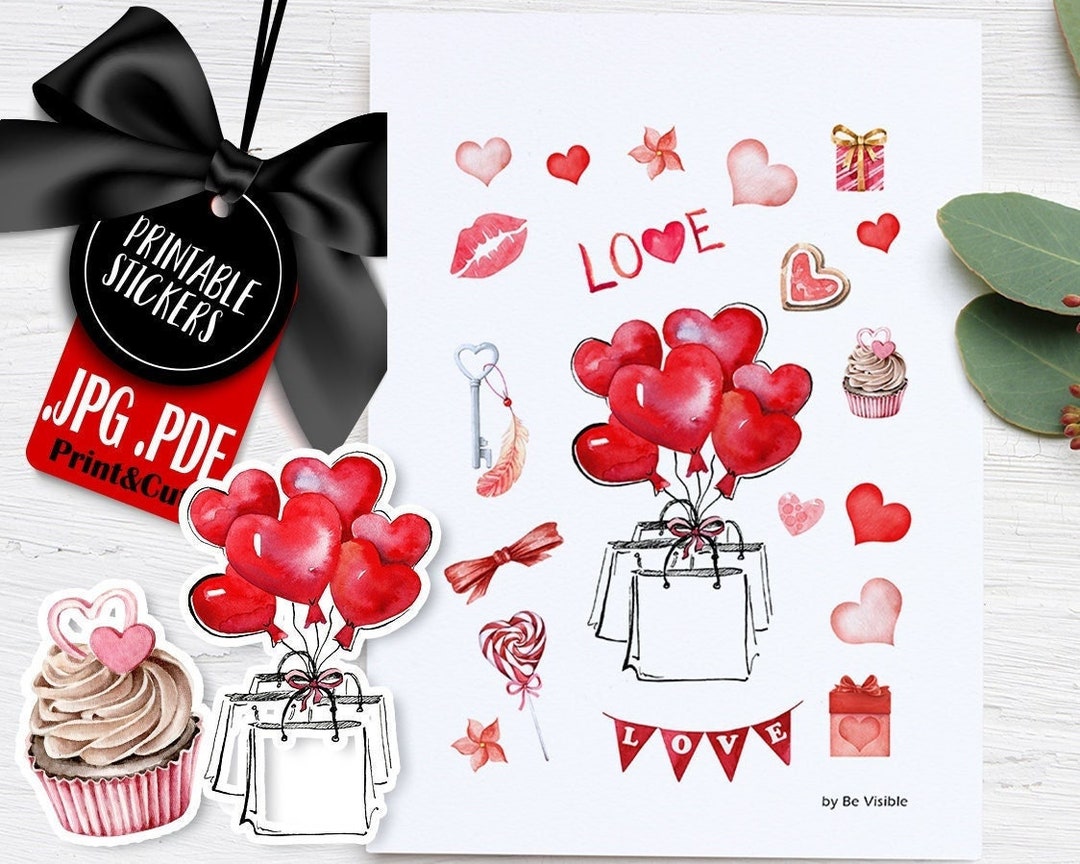 PRINTABLE Love Valentines Stickers Sheet-valentines Printable Stickers ...