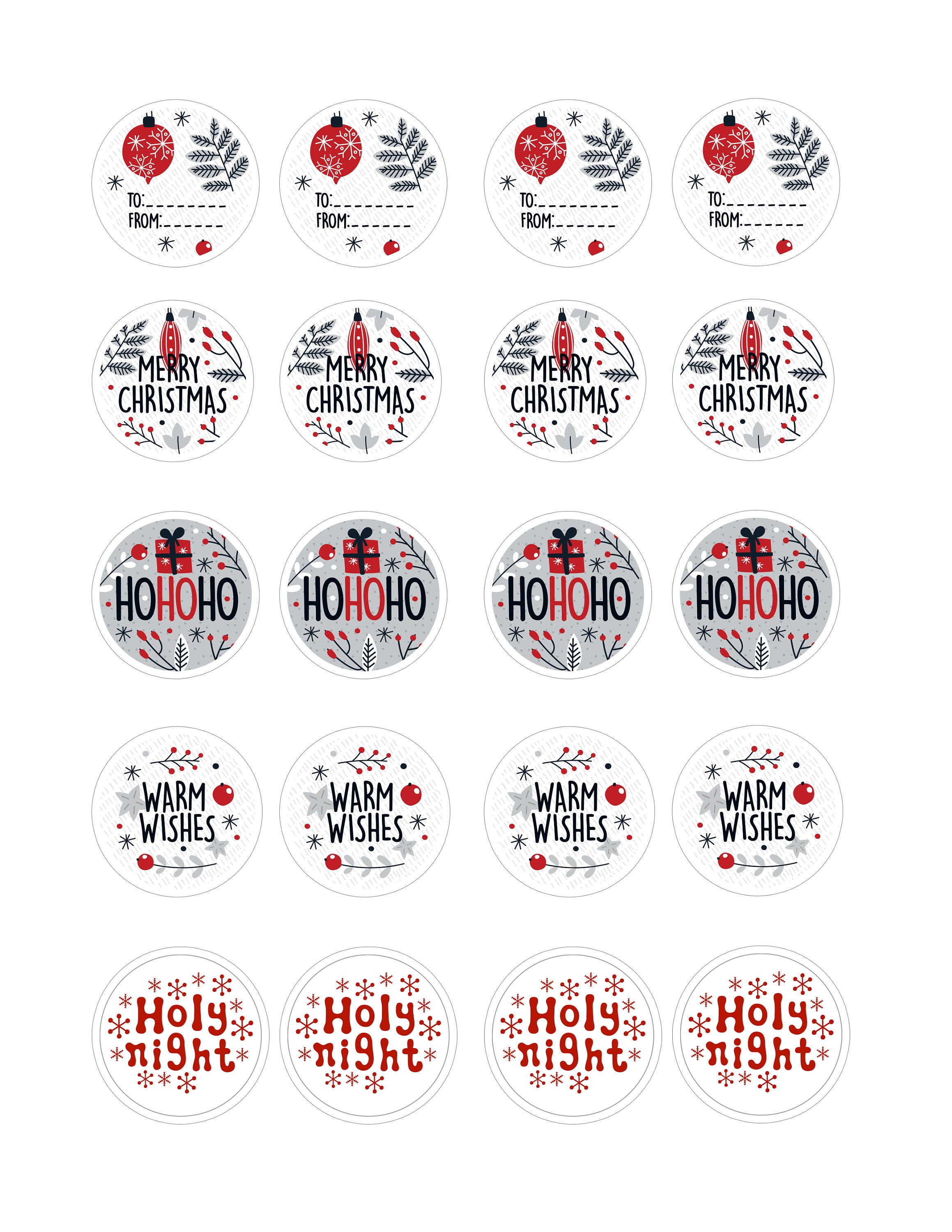 PRINTABLE Christmas Stickers Sheet-digital Christmas Stickers-printable ...