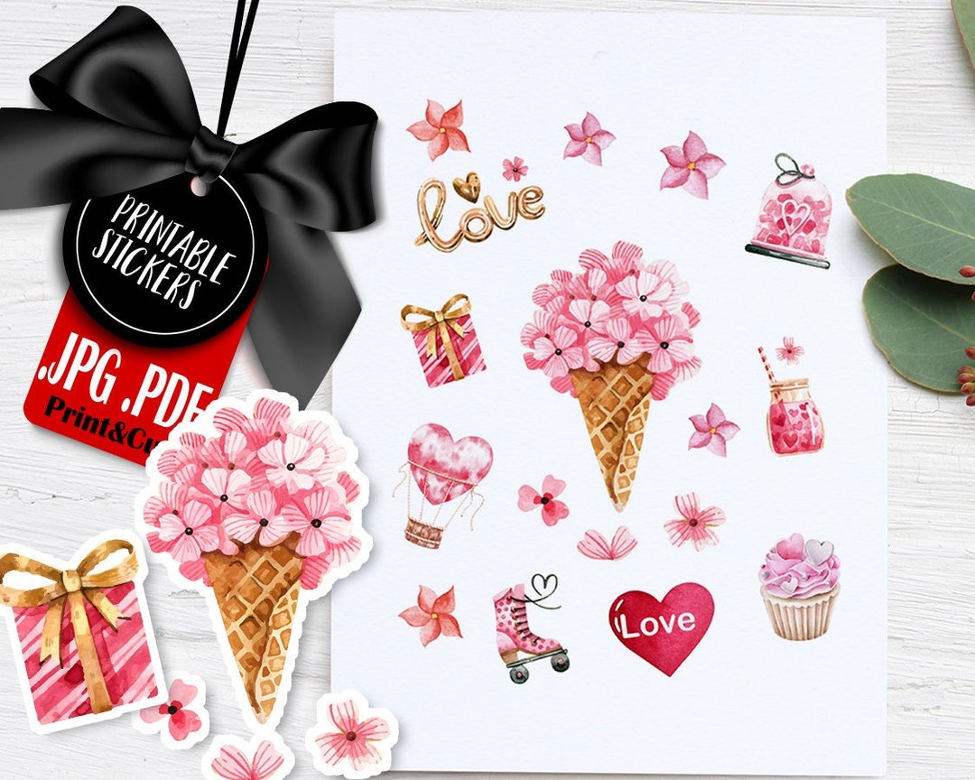 PRINTABLE Love Valentines Stickers Sheet-valentines Printable-love ...