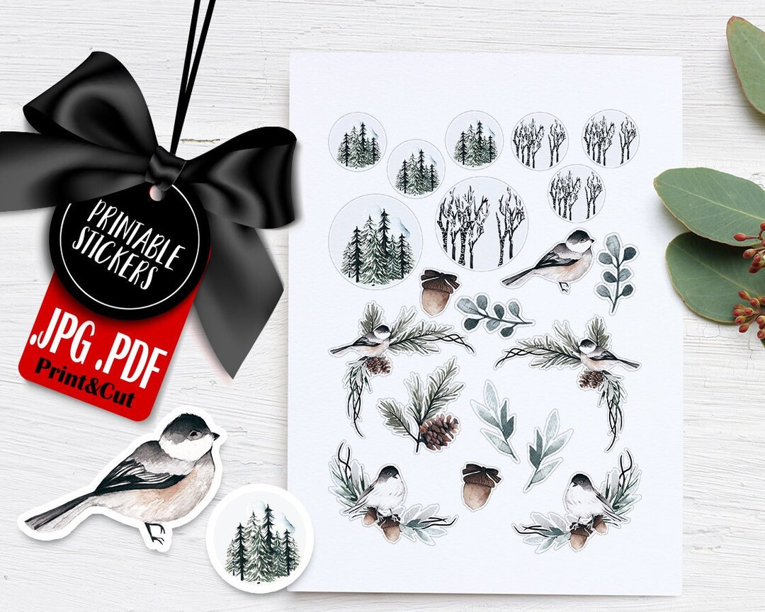 PRINTABLE Winter STICKERS, Watercolor Printable Stickers, Diary Planner ...