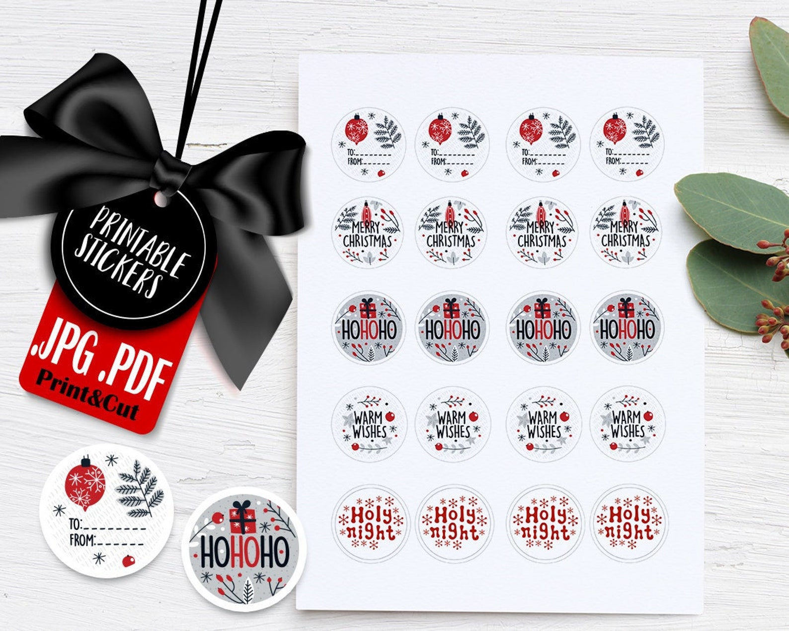 PRINTABLE Christmas Stickers Sheet-digital Christmas Stickers-printable ...