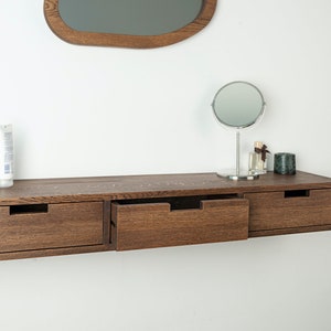 Floating Makeup Table With Three Drawers, Makeup Organizer for Vanity ...