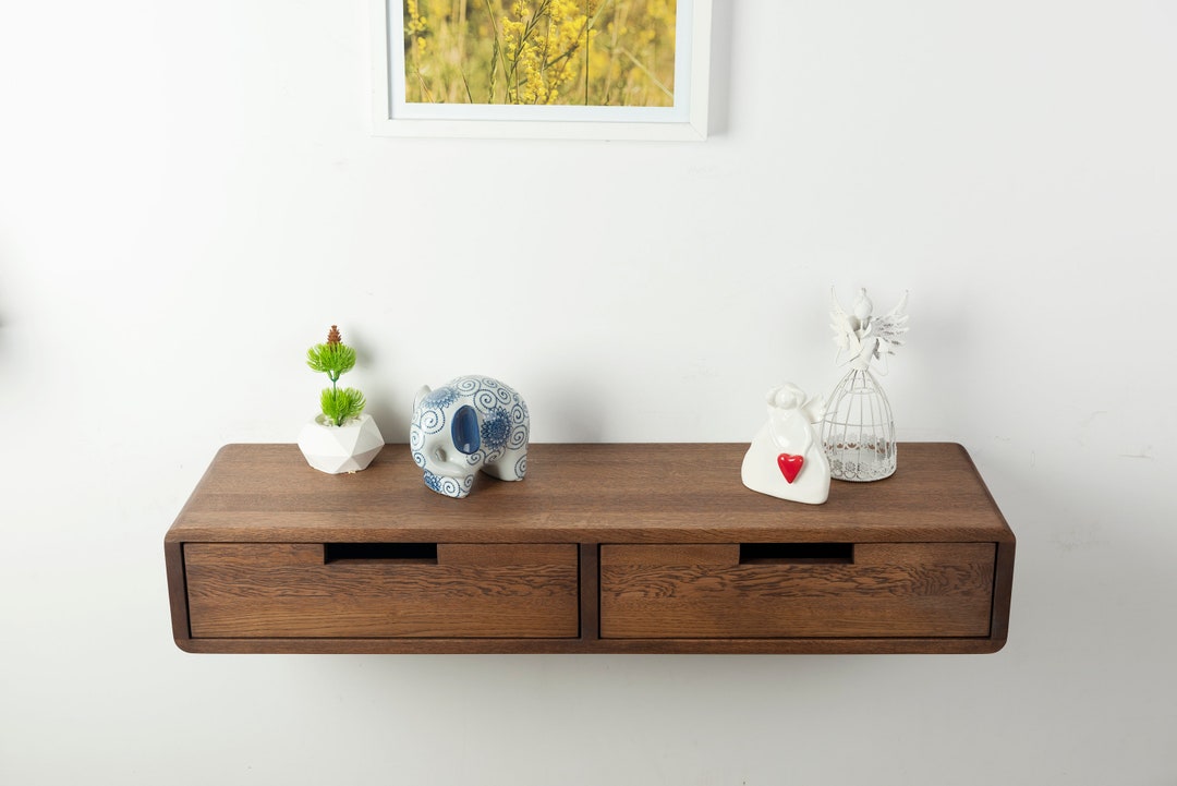 Floating Console Table With Two Drawers ,entryway Table, Hallway Wooden ...