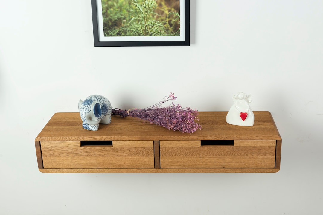 Floating Console Table With Two Drawers ,entryway Table, Hallway Wooden ...