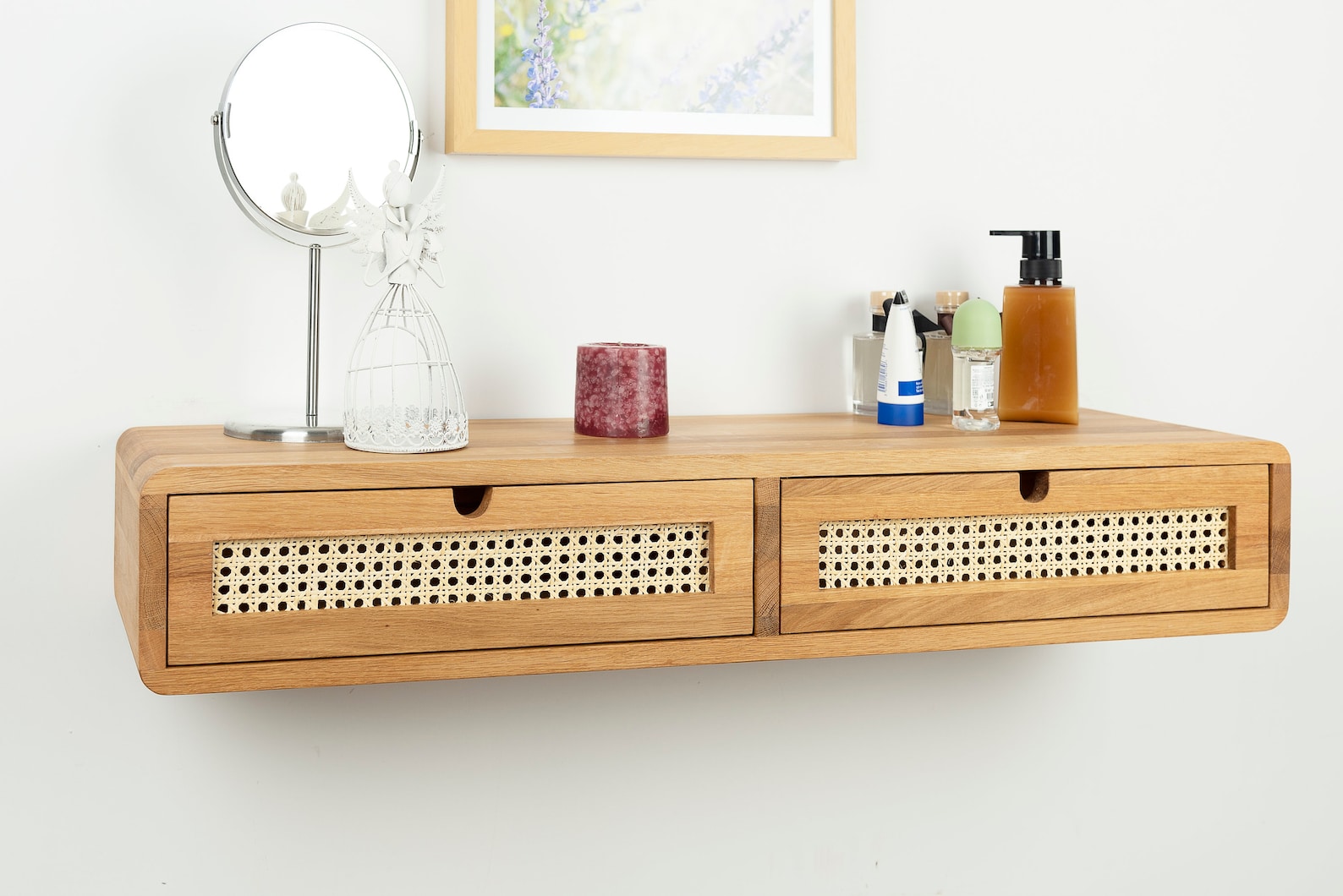 Floating Makeup Table With Two Rattan Drawers Rattan Makeup - Etsy