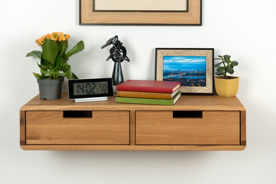 Floating Console Table With Two Drawers ,entryway Table, Hallway Wooden ...