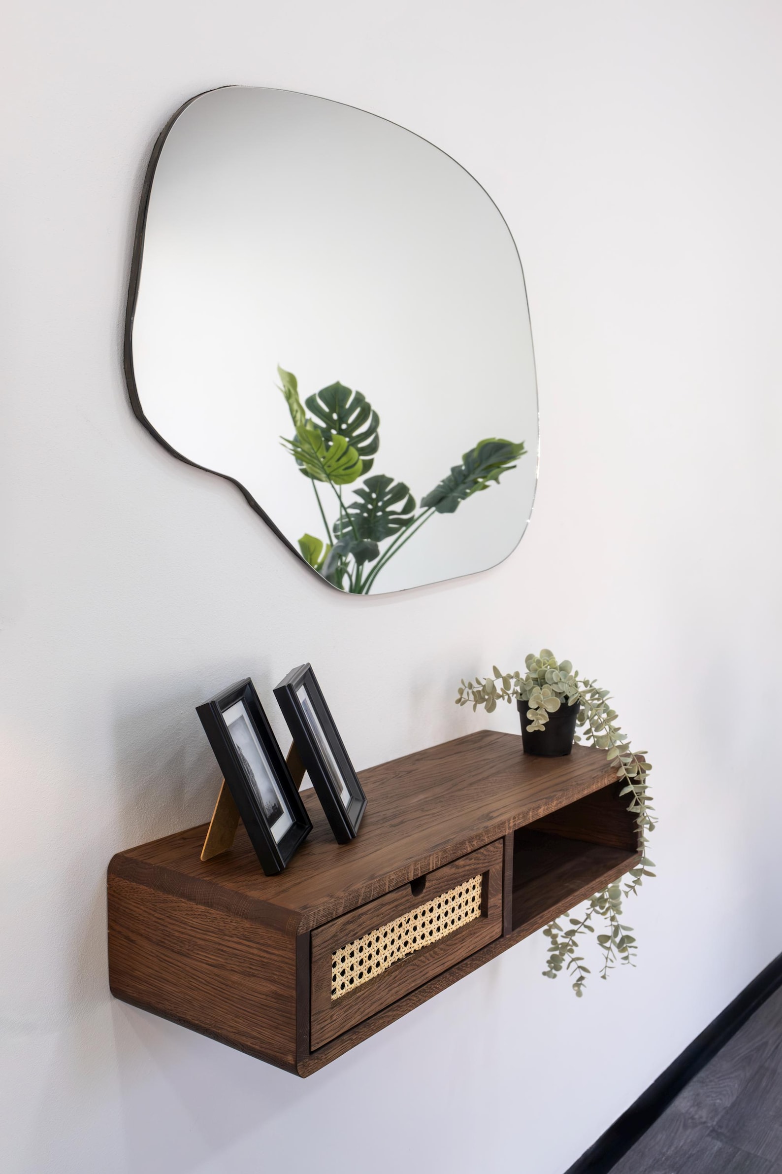 Floating Console Table With Rattan Drawer and Shelf ,entryway Table ...