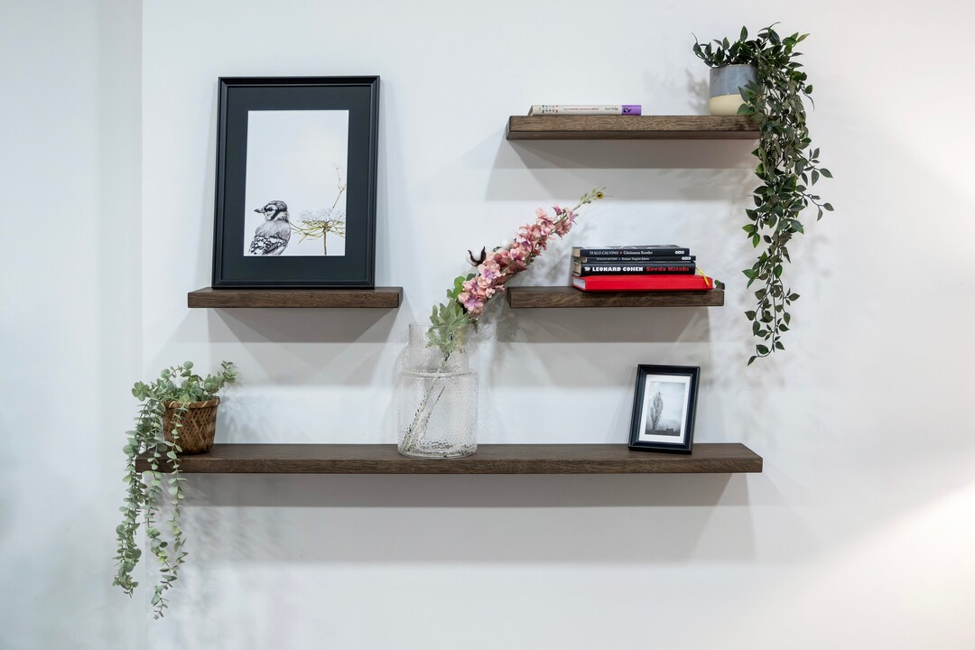 Custom Floating Shelves,modern Wooden Floating Shelves, Solid Oak ...