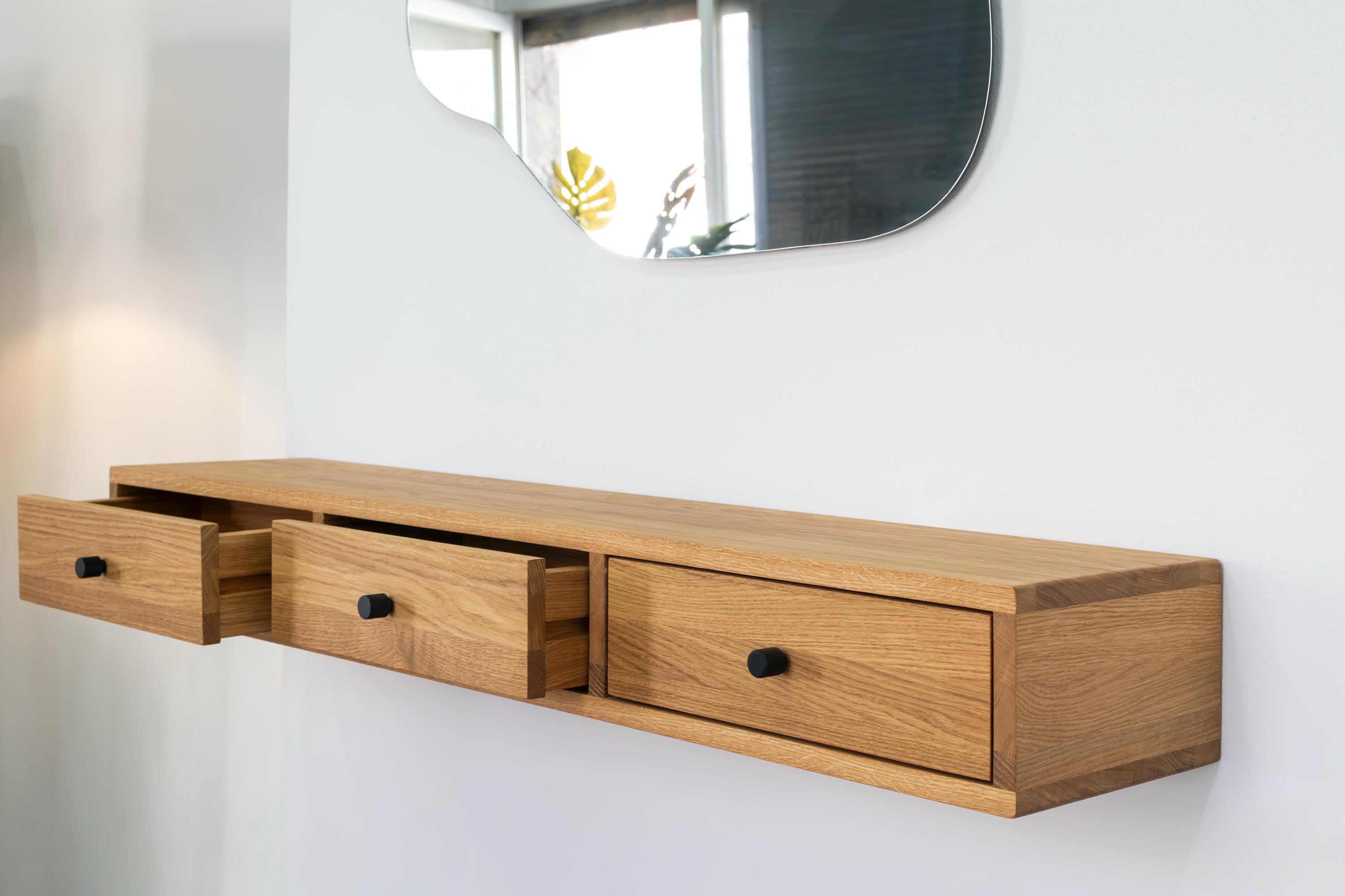 Floating Console Table With Three Drawers in Solid Oak – Hallway ...