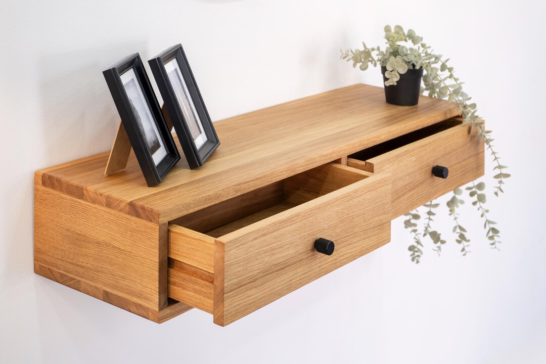 Floating Console Table With Two Drawers ,entryway Table, Hallway Wooden ...