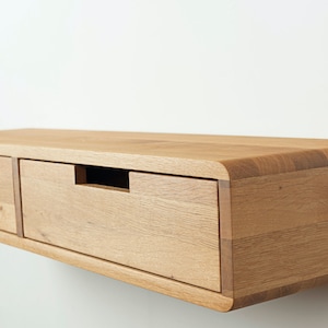 Solid Oak Floating Console Table: Entryway Hallway Table With Drawers ...