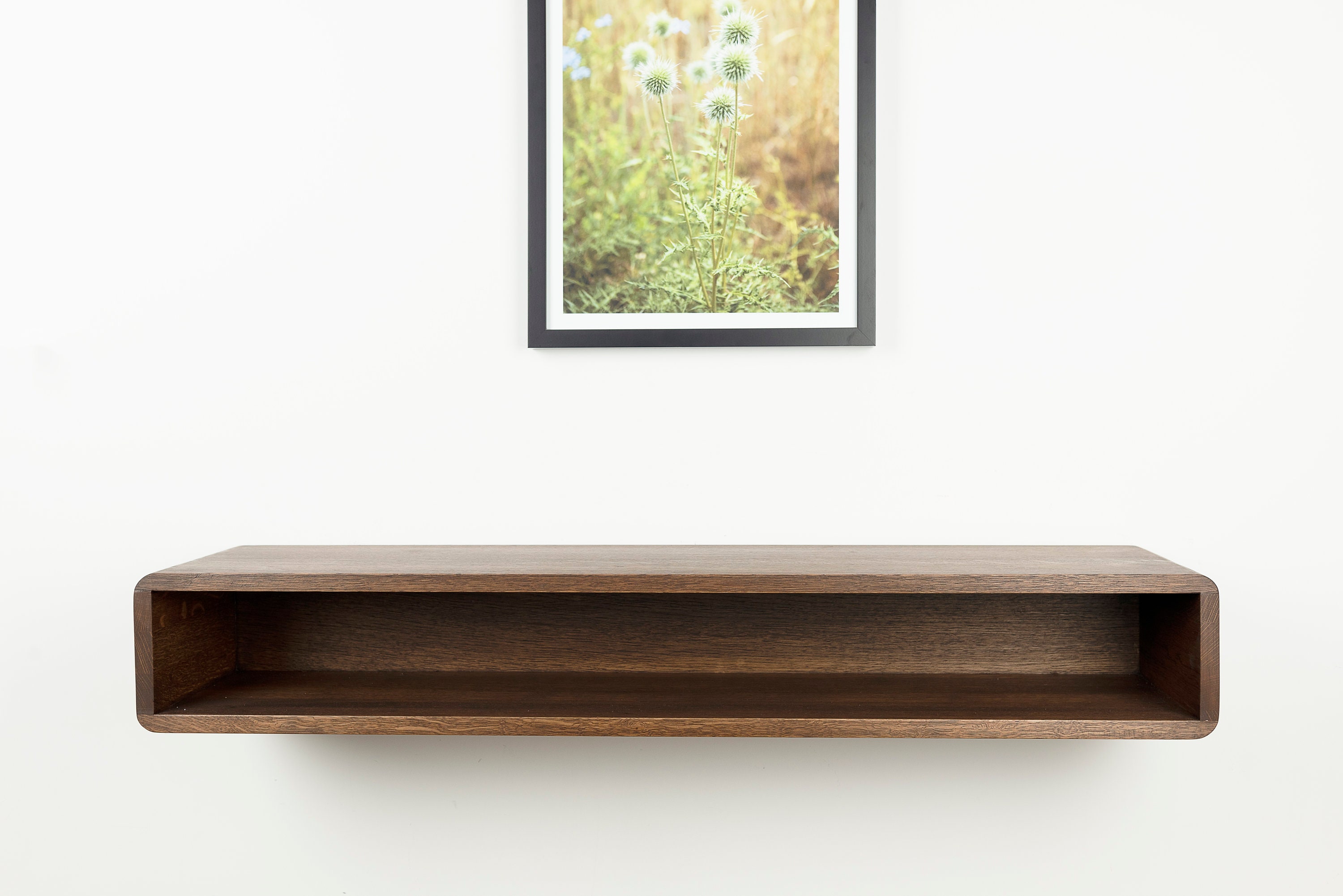 Solid Oak Floating Console Table: Wall Mounted Entryway Hallway Table ...