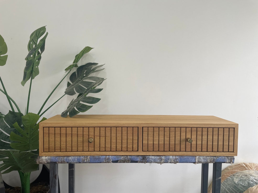 Floating Console Table With Two Drawers ,entryway Table, Hallway Wooden ...