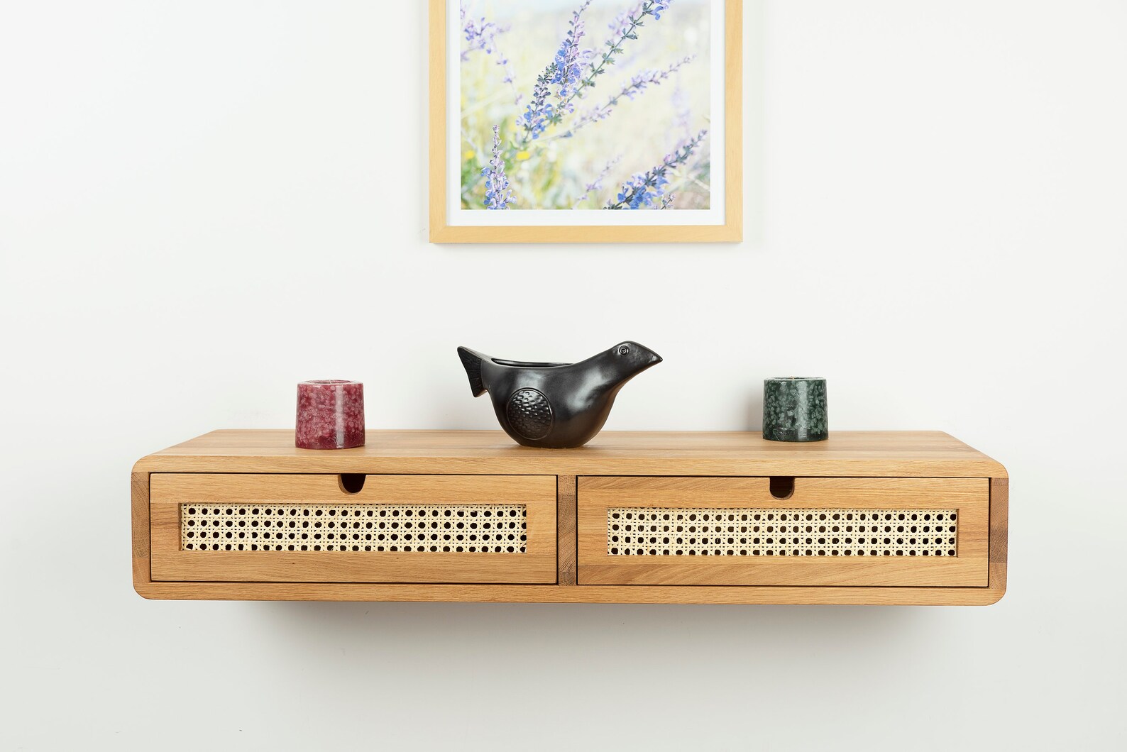 Floating Console Table With Two Rattan Drawers Narrow Console - Etsy