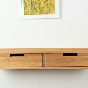 Solid Oak Floating Console Table: Entryway Hallway Table With Drawers ...