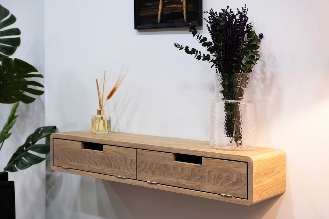 Floating Console Table With Two Drop Down Door ,entryway Table, Hallway ...