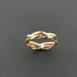 14K Tri-color Gold Braided High Polished Ring Sizes 6-9 Available ...