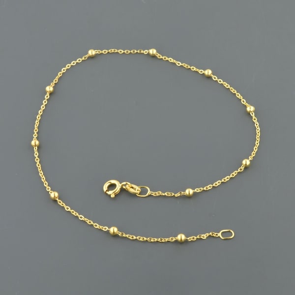 14k Gold Anklet - Etsy