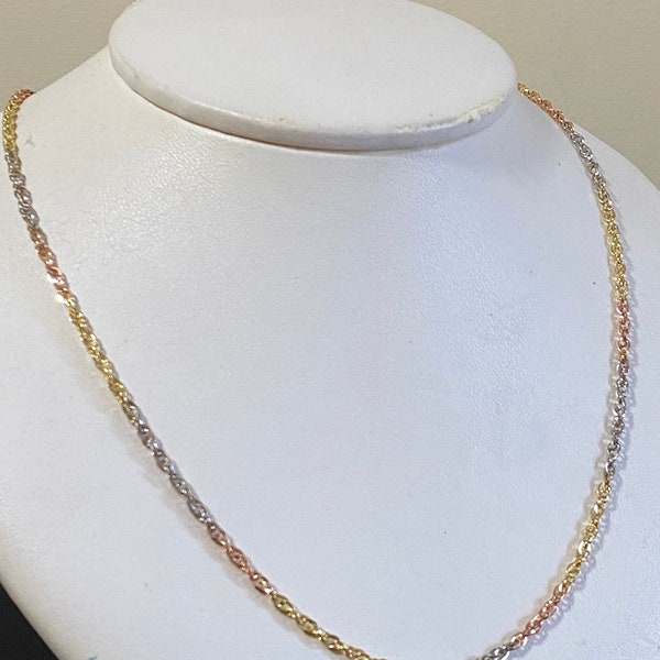 10k Tri Color Figaro Necklace - Etsy