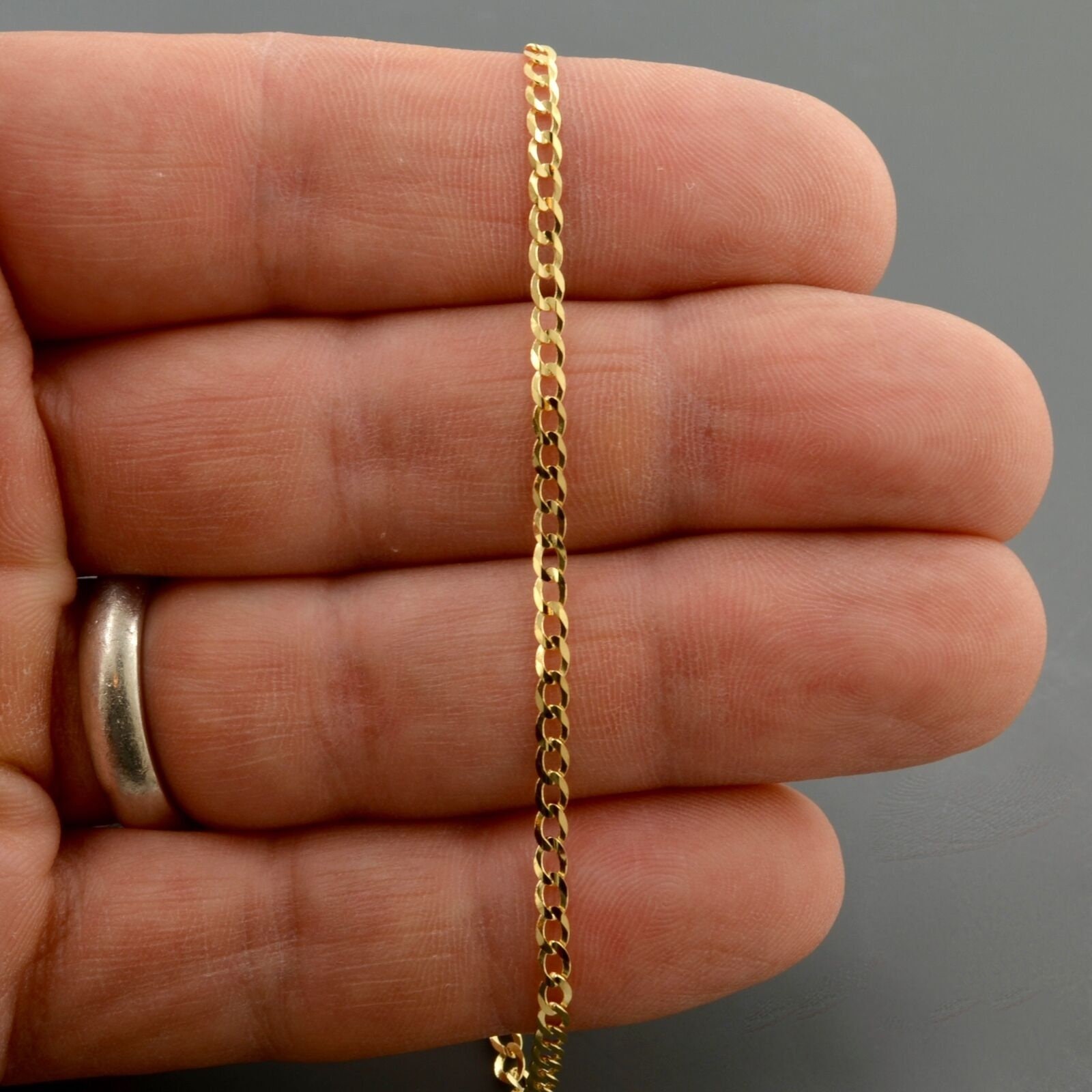 10K YELLOW GOLD ANKLET 2.5MM Wide Solid Curb Link 10 inch | Etsy