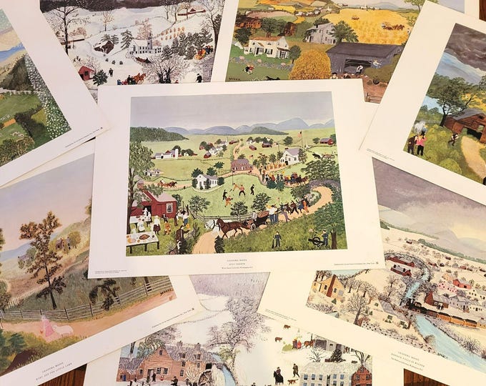 Grandma Moses, Grandma Moses Print, Country Decor, Primitive, Folk Art ...