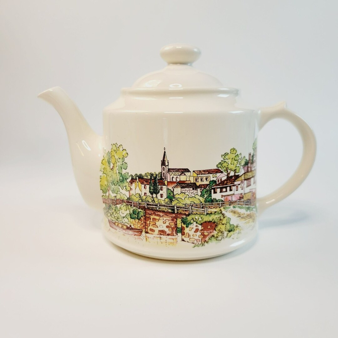 Vintage Wade Teapot, Countryside Scene Browns & Greens, European ...