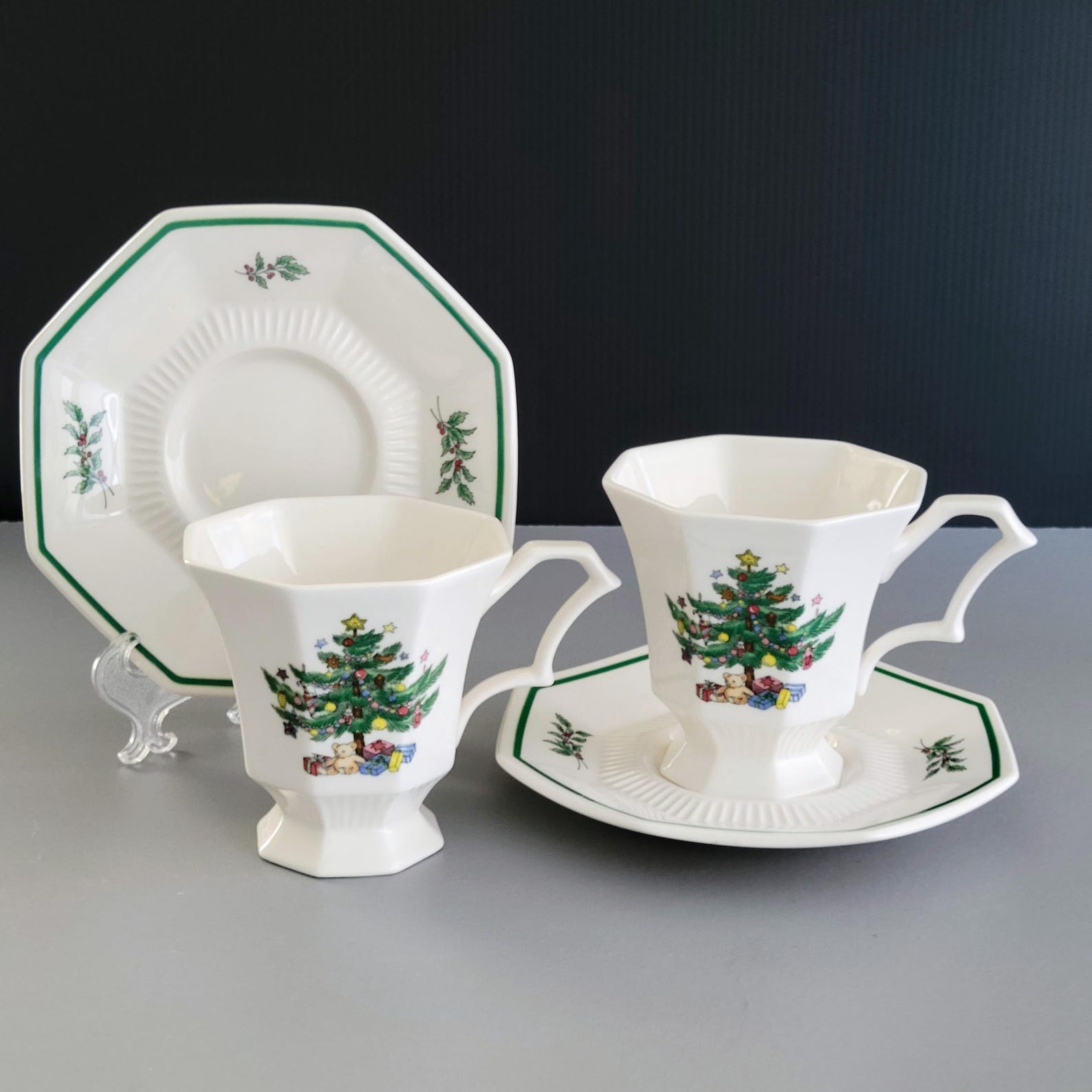 Nikko Christmas Dishes, Vintage C.1990s Octagonal Shape, Christmastime ...