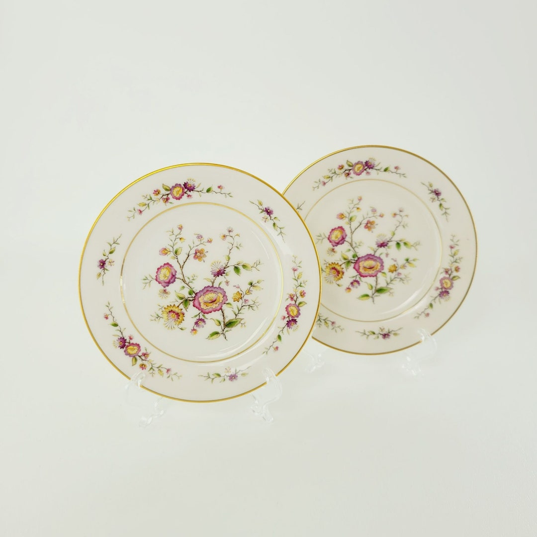 Noritake Asian Song Bread Plate Set of 2, Cream Base, Purple Floral ...