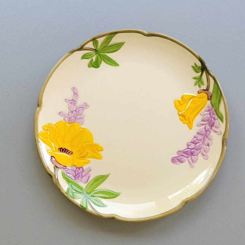 Hand Painted Flower Plate - Etsy