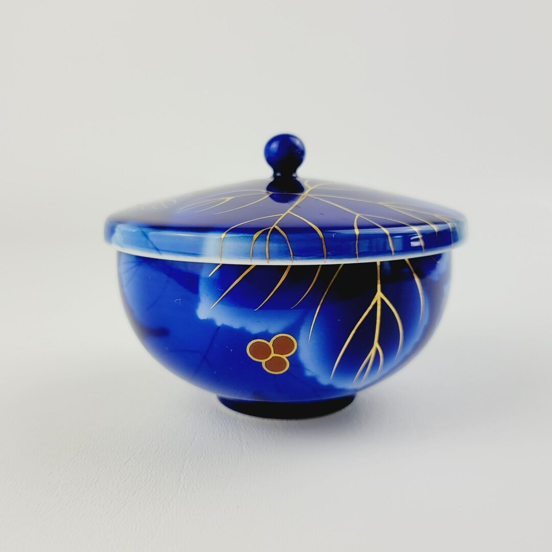 Vintage Japanese Cobalt Blue & Gold Teacup and Lid / Rice Bowl, C.1900 ...