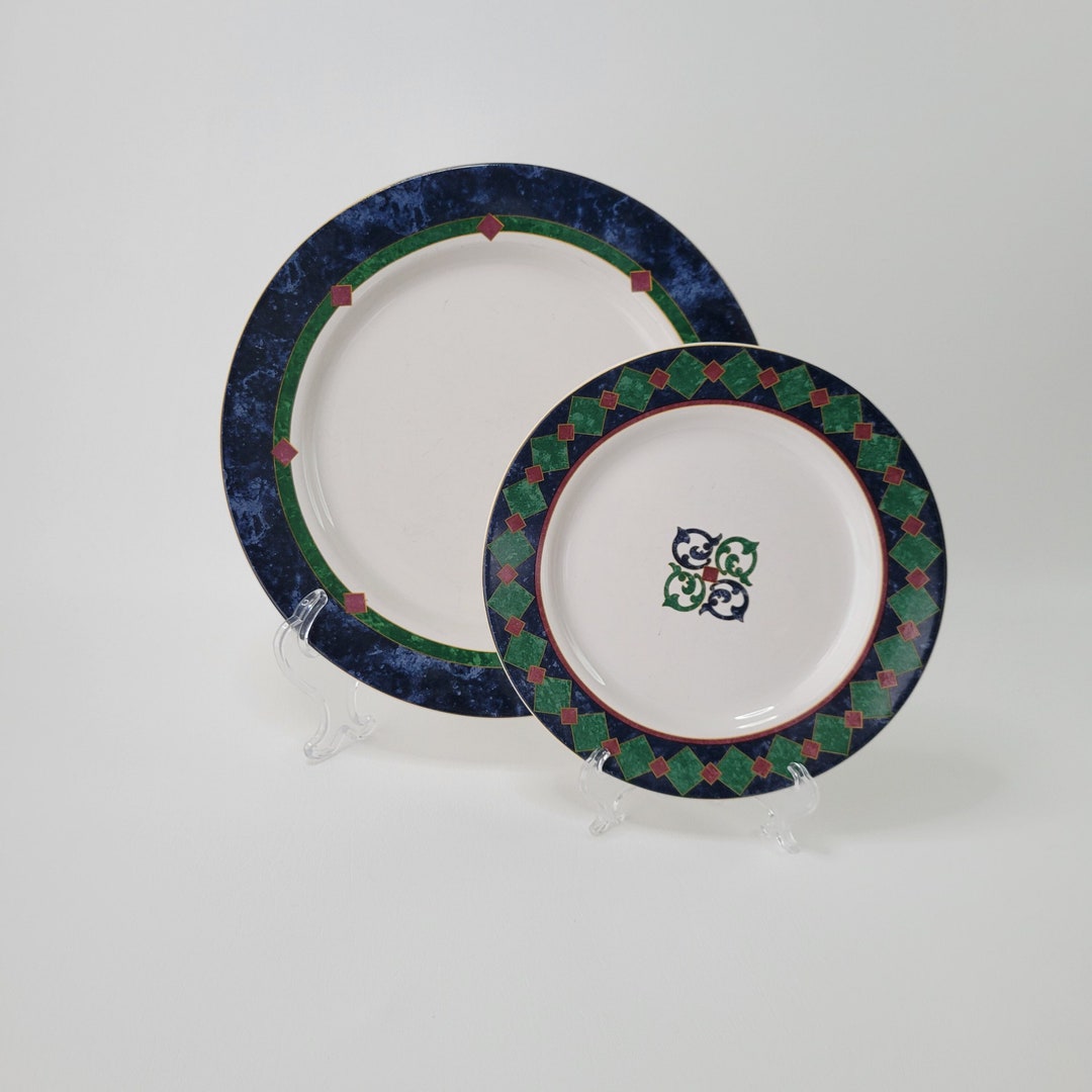 Retro Pfaltzgraff Dinner & Salad Plates, Amalfi Classic Design, Blue ...