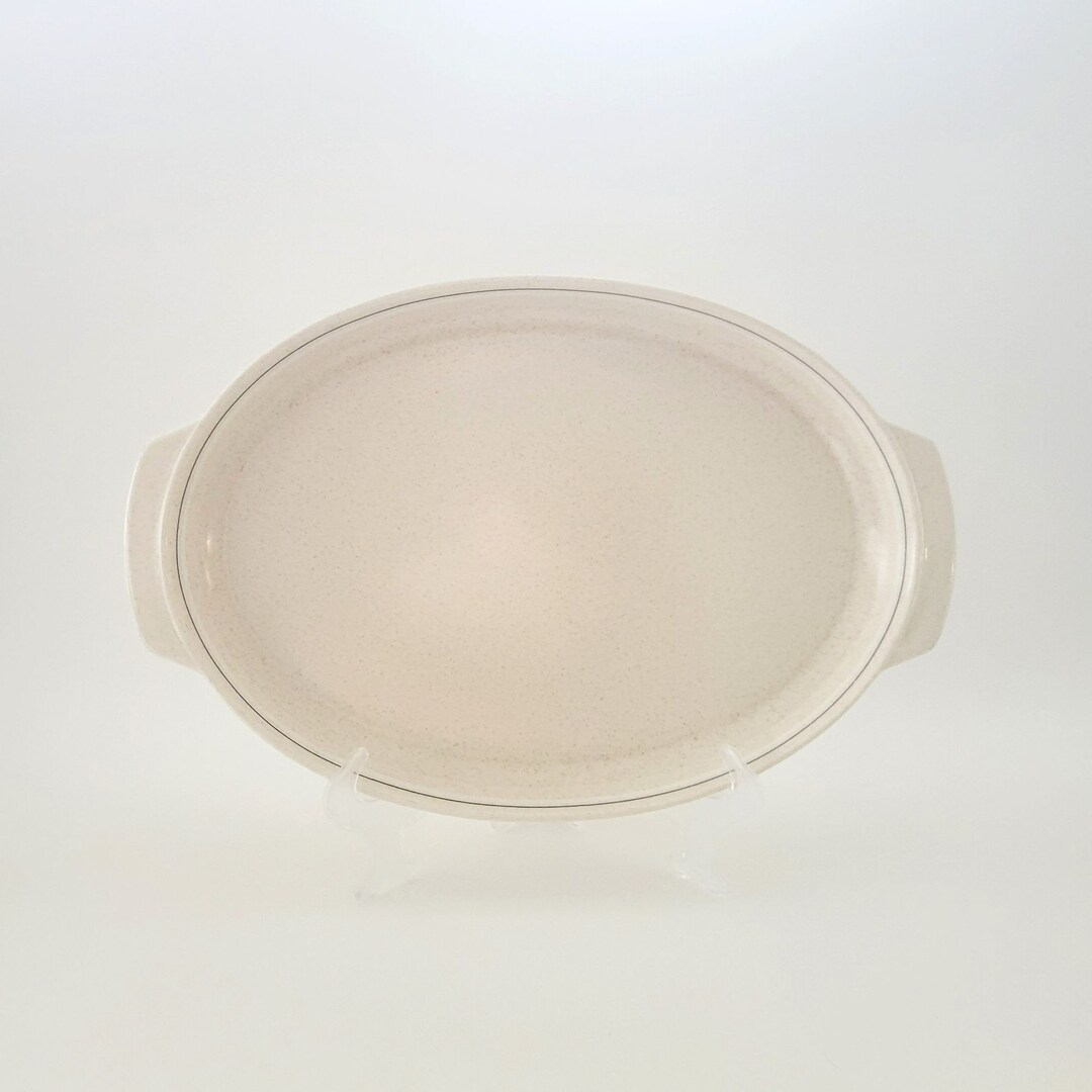 Lenox Silhouette 15" Oval Shallow Roasting Pan, Speckled Beige, Blue ...