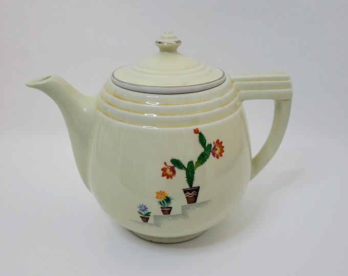 Vintage Cactus Drip-o-lator Teapot, Blooming Cactus Coffee Pot, Cream ...